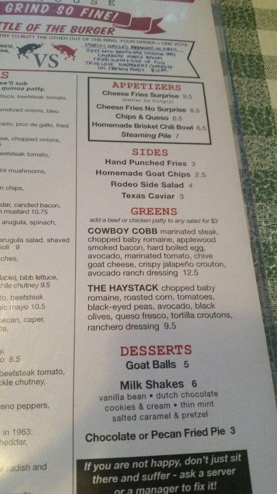 Menu at Rodeo Goat pub & bar, Dallas, Market Center Blvd
