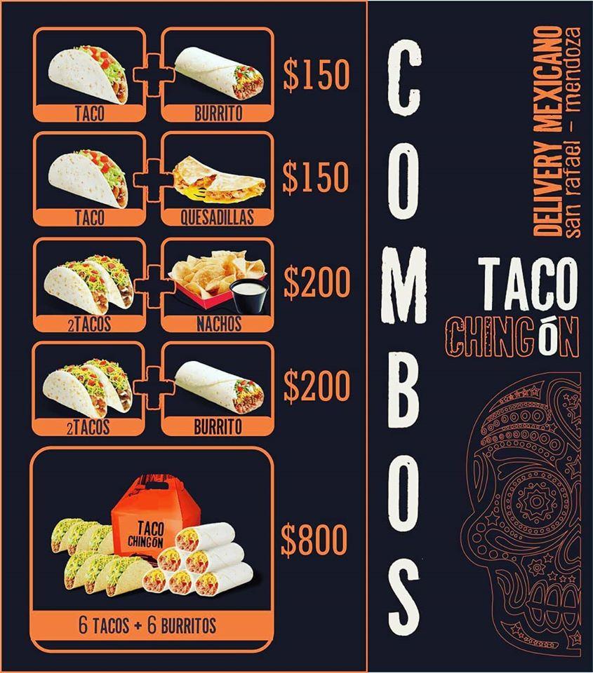 Menu at Taco Chingon restaurant, San Rafael