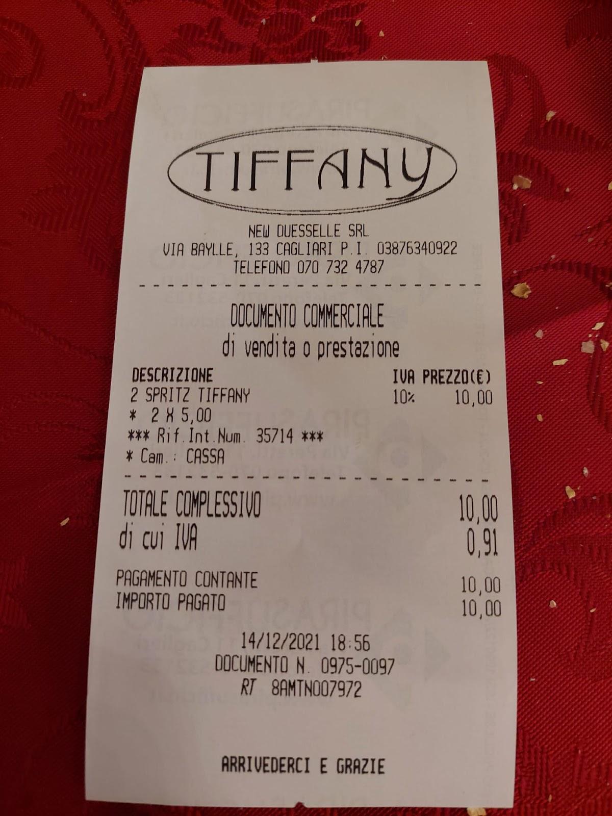 Menu at Caffetteria Tiffany, Cagliari