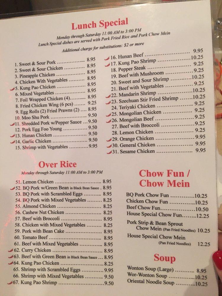 Menu at Eastside Chef restaurant, West Sacramento
