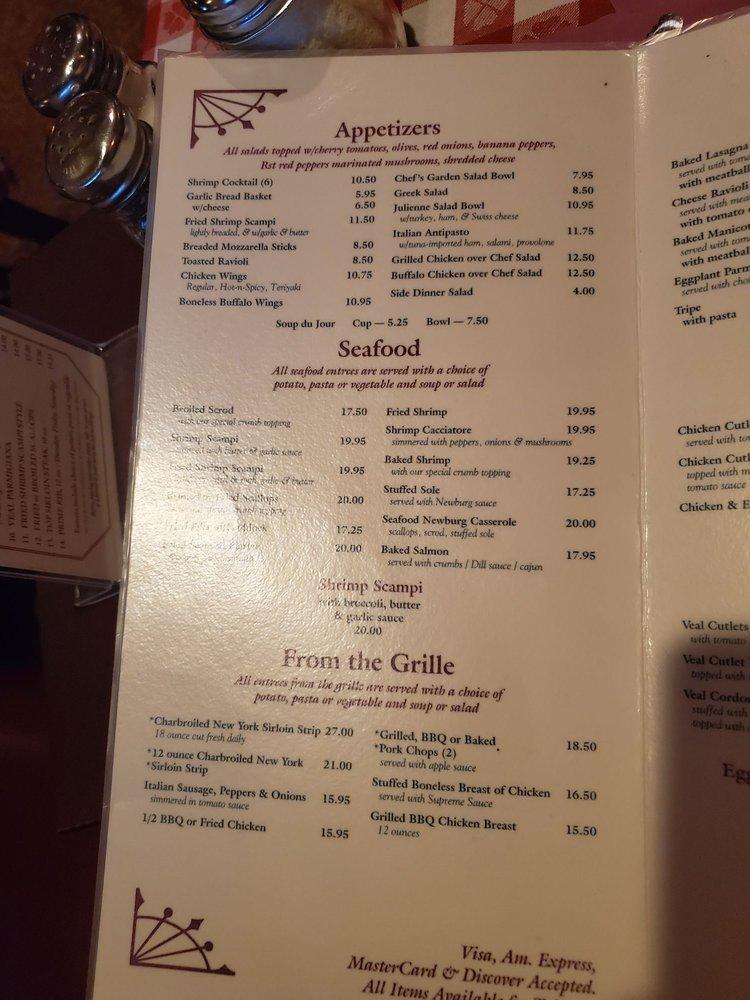 Menu at Greg's Restaurant, Watertown