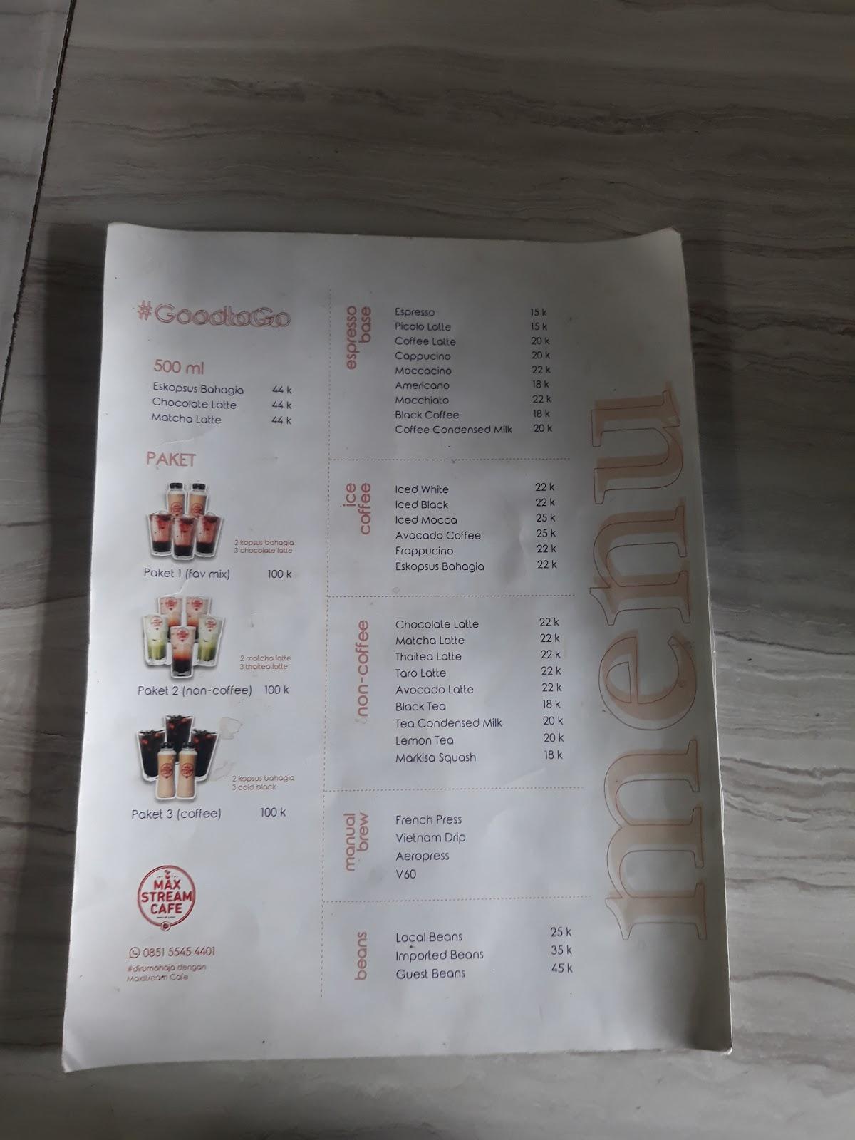 Menu at Maxstream Cafe, Makassar