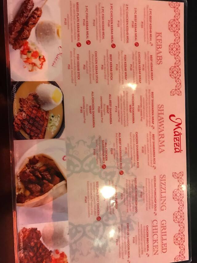 Menu at Mazza restaurant, Quezon City, Eastwood Citywalk 2