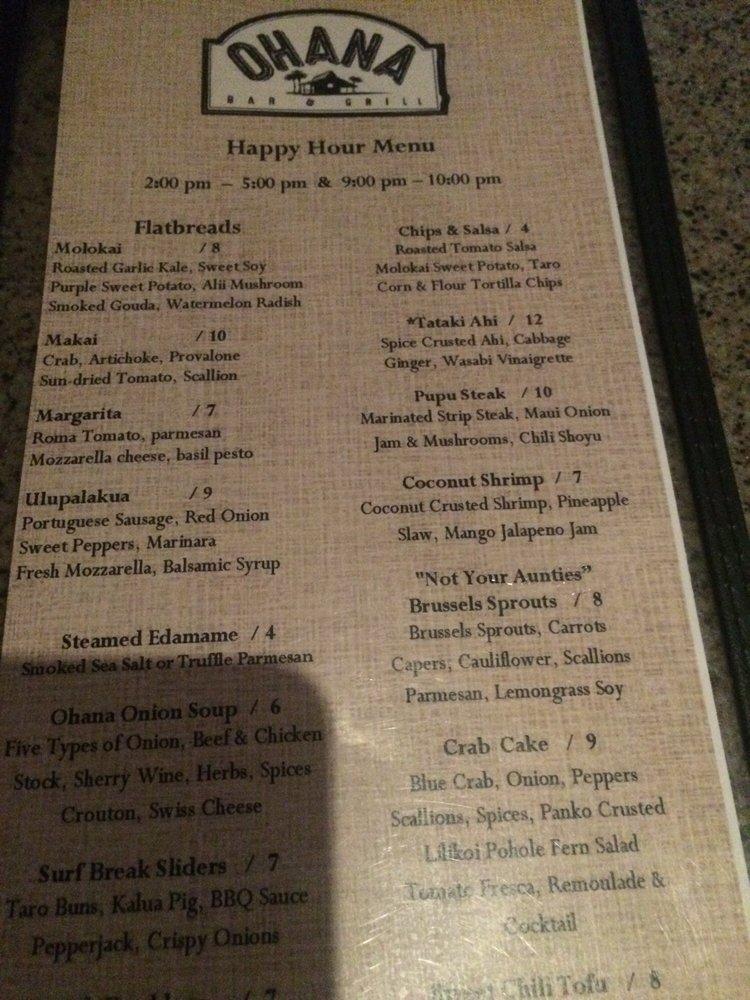 Menu at Ohana Bar & Grill, Lahaina