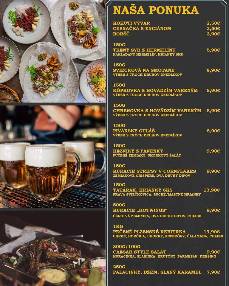 Speisekarte von Pilsner restaurant U Kemov, Banská Bystrica, Námestie ...
