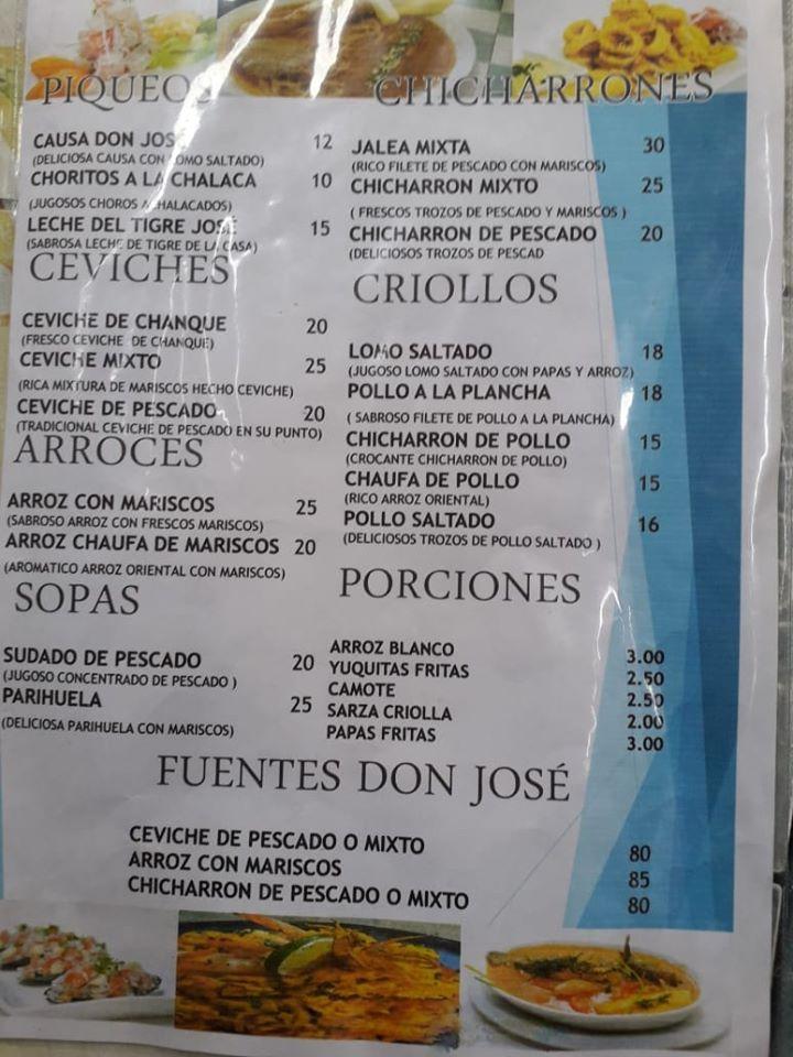 Menu at El Escondite de Don Jose restaurant, Mala