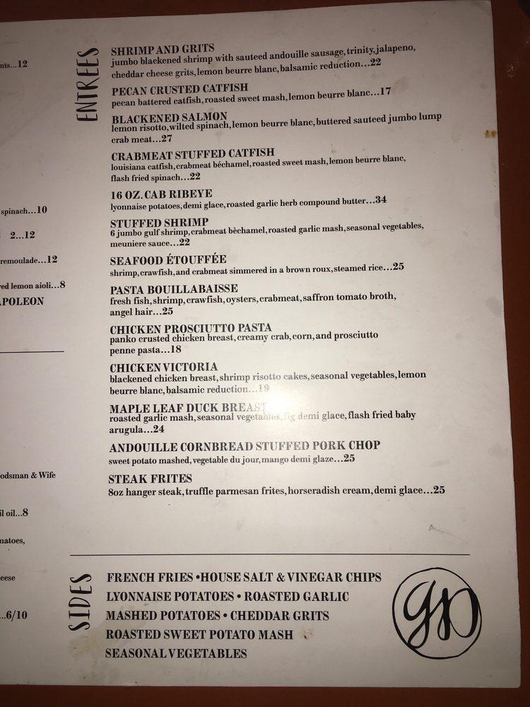 Menu at Gabe's Downtown restaurant, Villa Rica