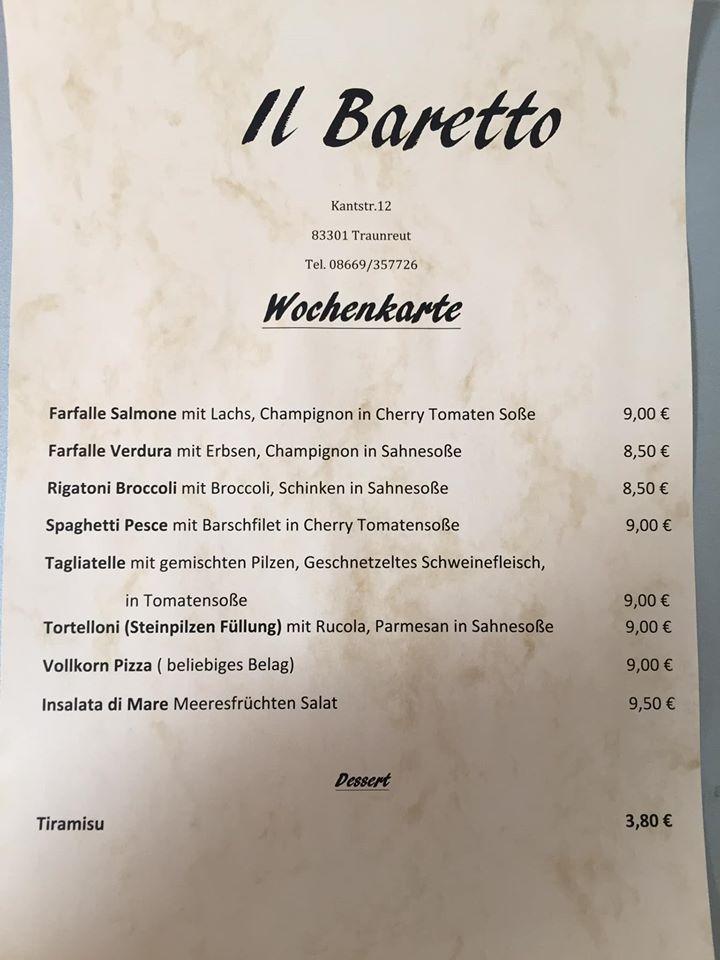 Speisekarte von Il Baretto, Traunreut