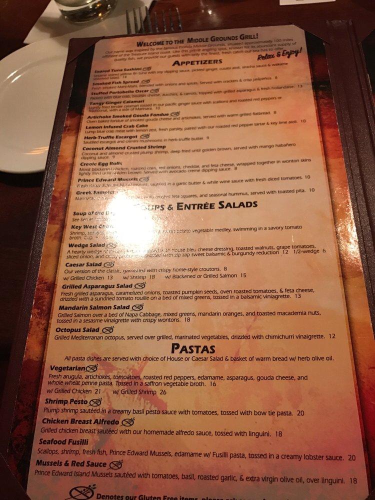 Menu at Middle Grounds Grill pub & bar, Treasure Island
