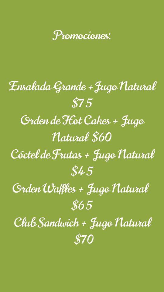 Menu at Natural B Food restaurant, Mexico