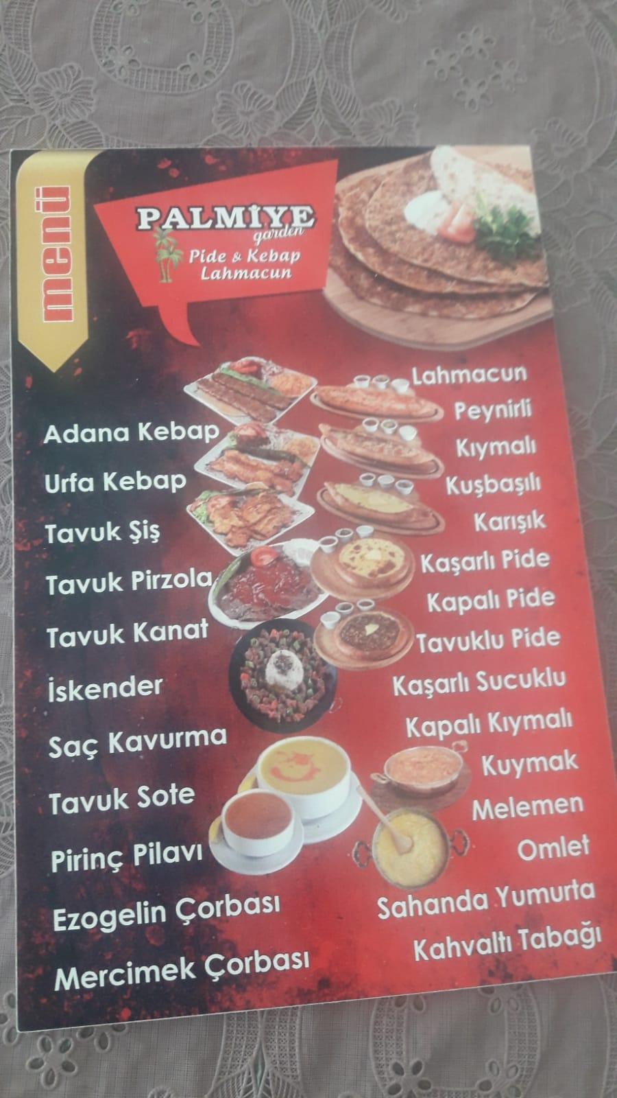 Menu at Palmiye Garden Pide & Kebap & Lahmacun, Yomra