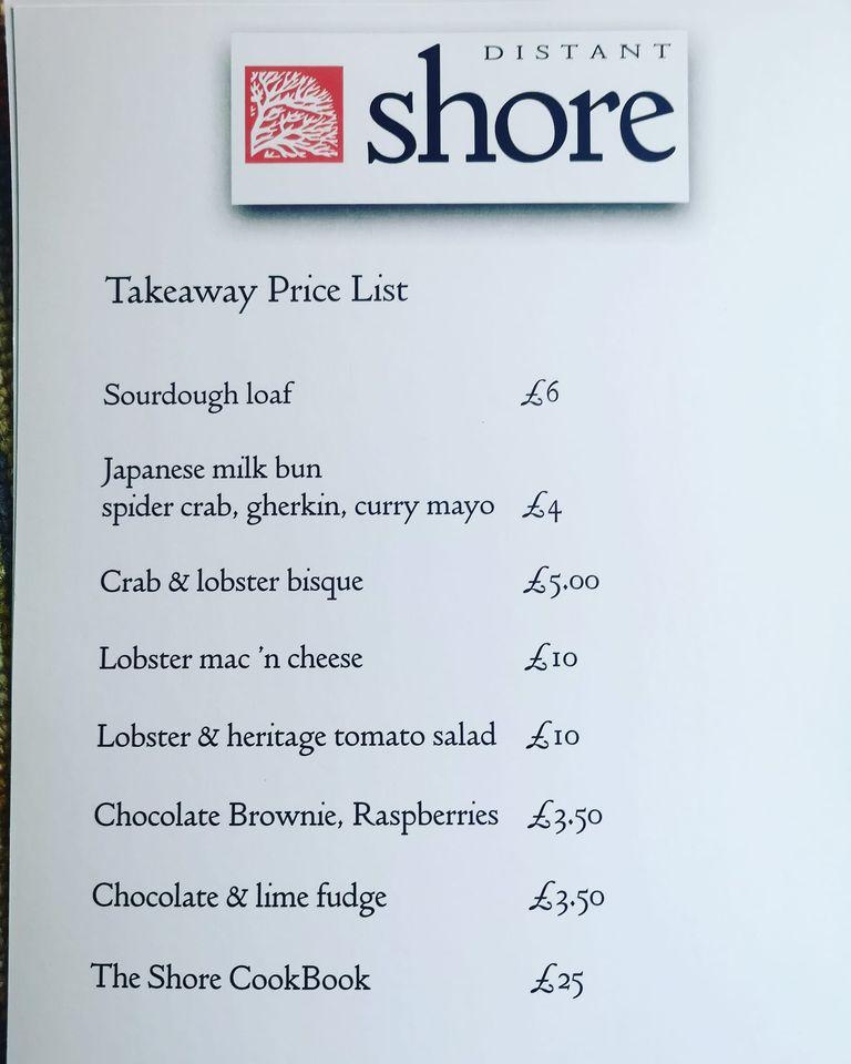 Menu at The Shore Restaurant, Penzance