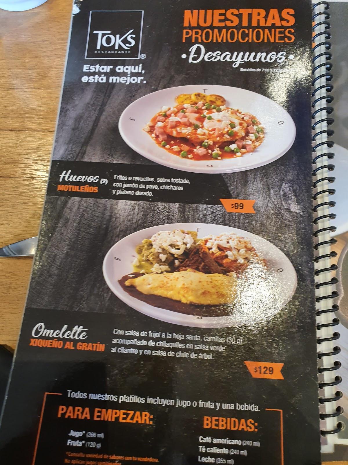 Carta del restaurante Toks, Ciudad del México, Av. Revolución 1193