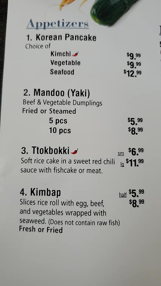Menu at Kimchi Joy - Korean Restaurant, Aberdeen