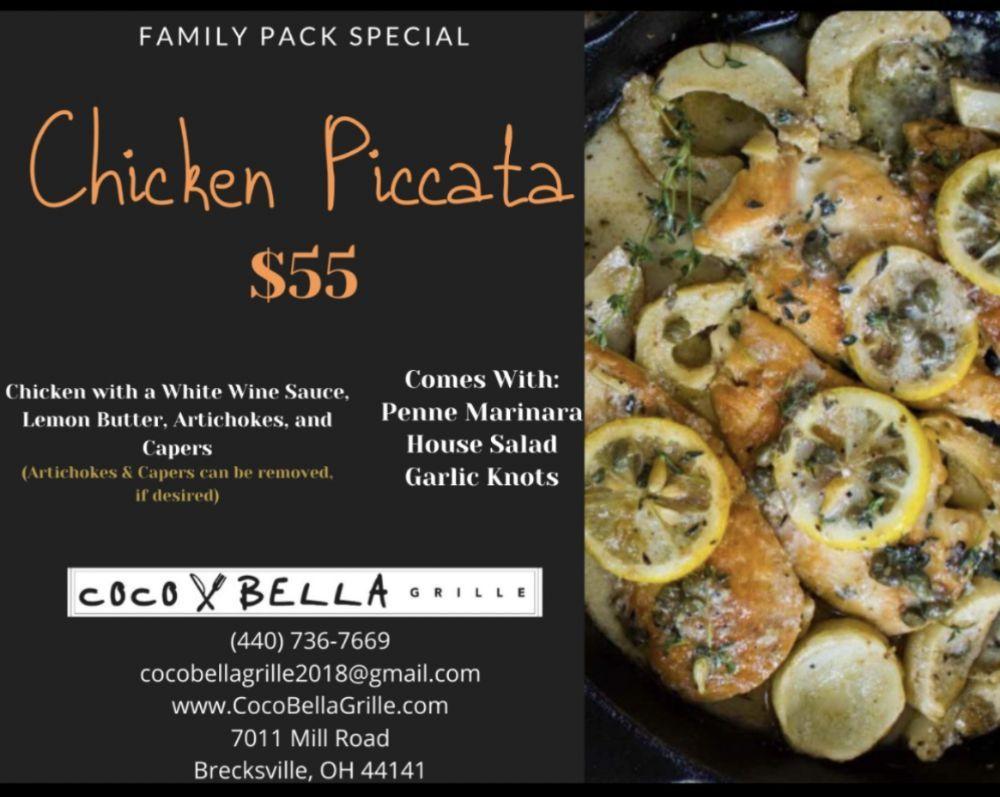 Menu at CocoBella's Italian Grille restaurant, Northfield