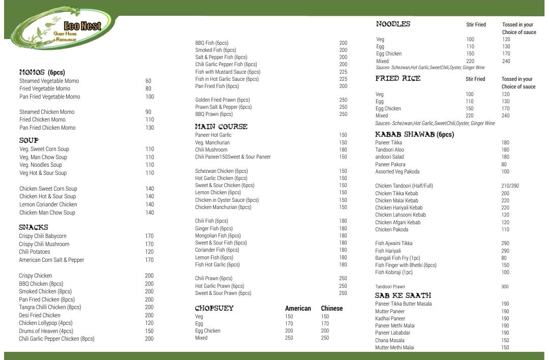 Menu at Eco Nest Restaurant & Cafe, Kolkata