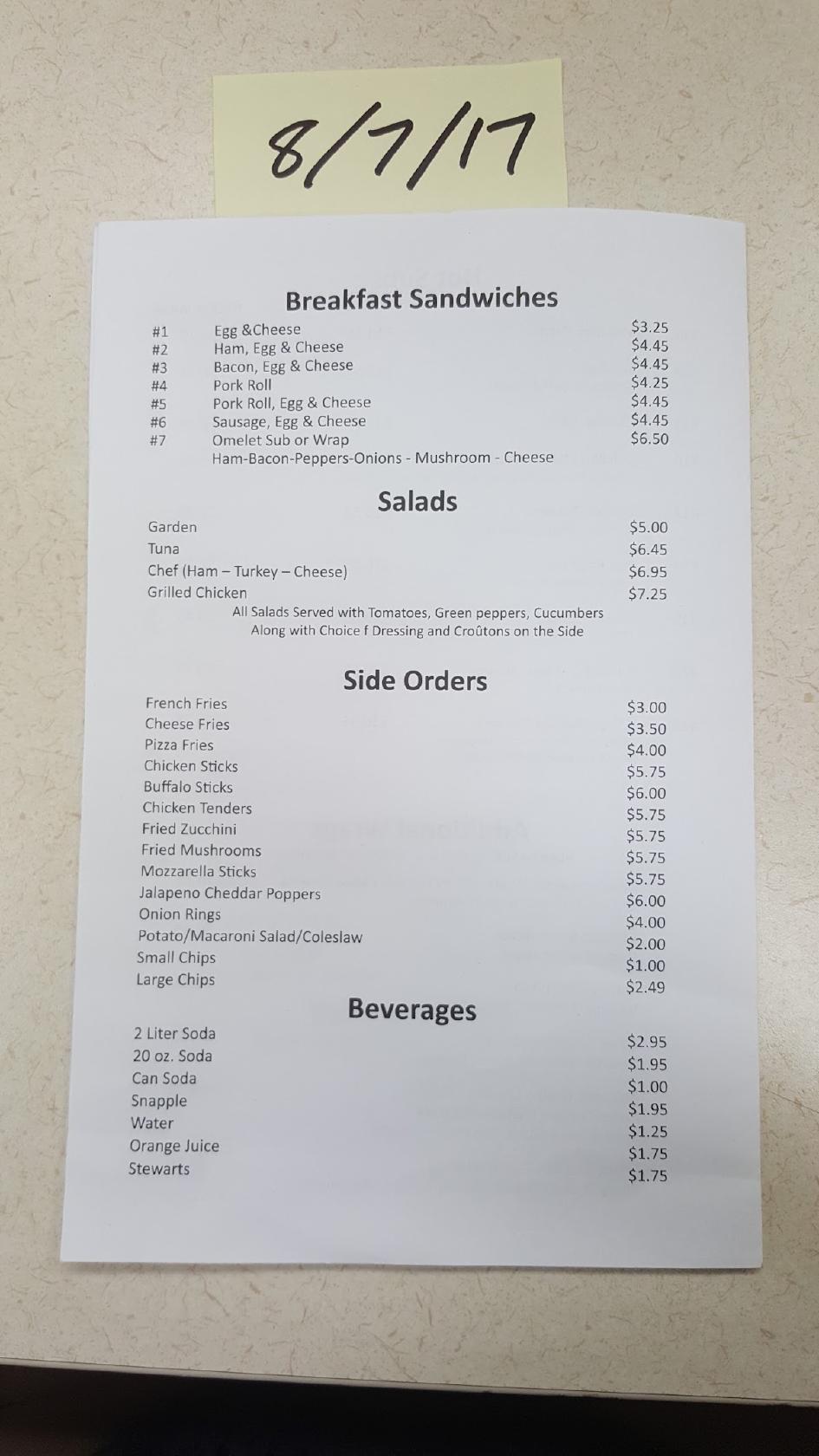 Menu at Sub Doctors restaurant, Toms River