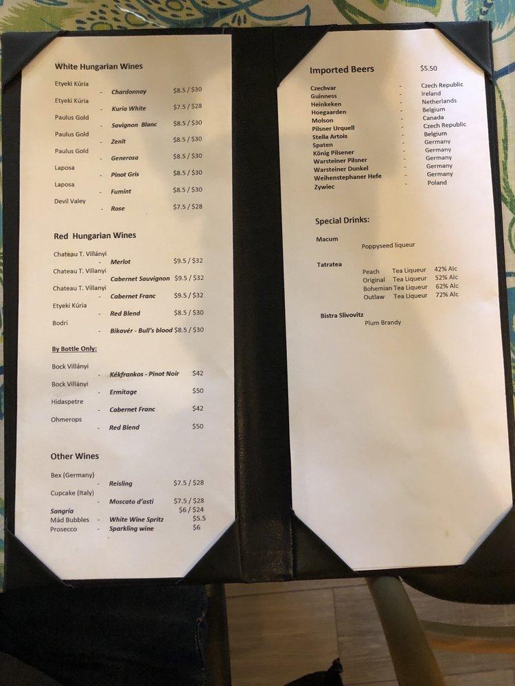 Menu at Taste of Europe pub & bar, Hilton Head Island