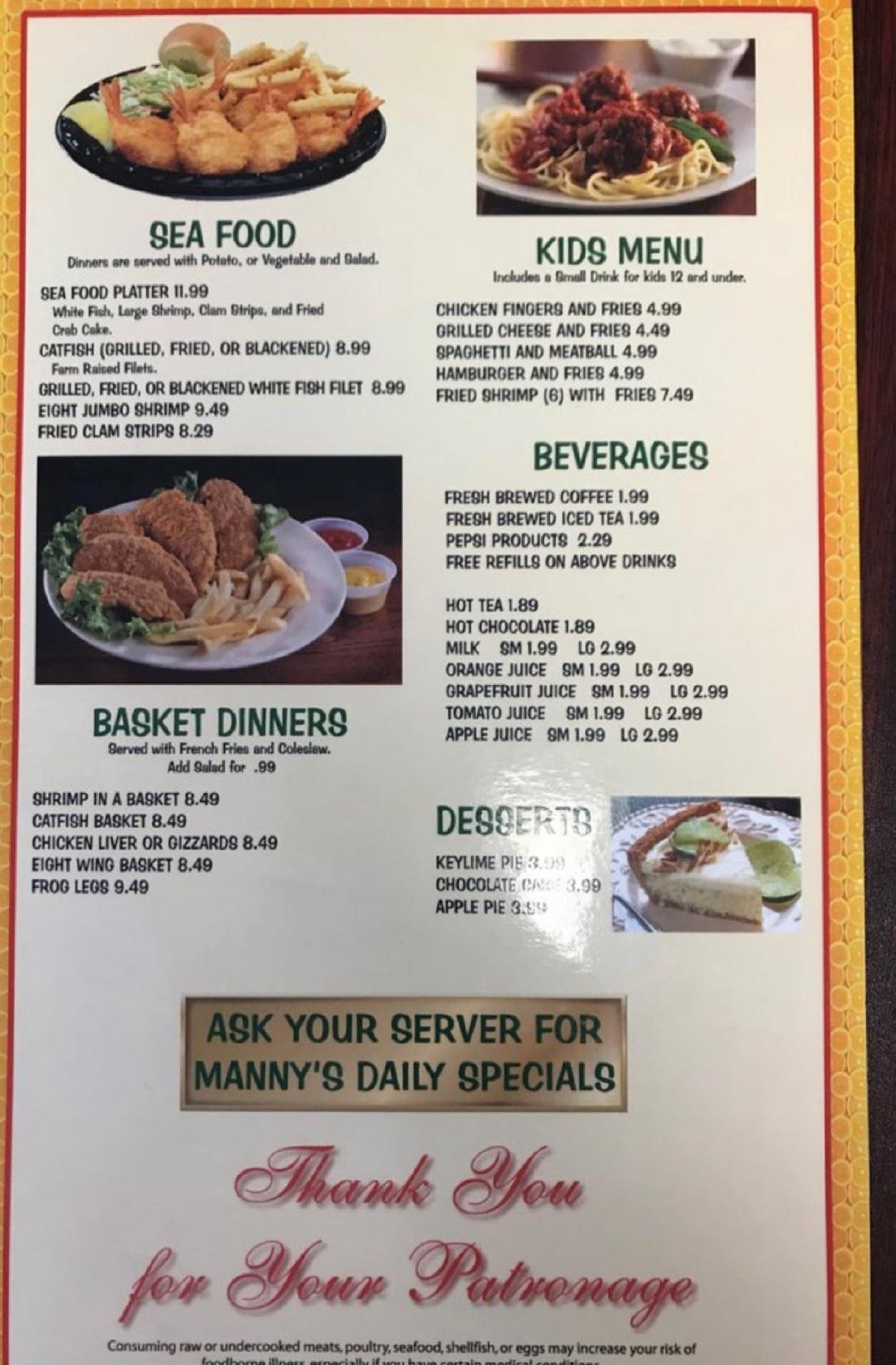 Menu at Dundee Diner restaurant, Dundee