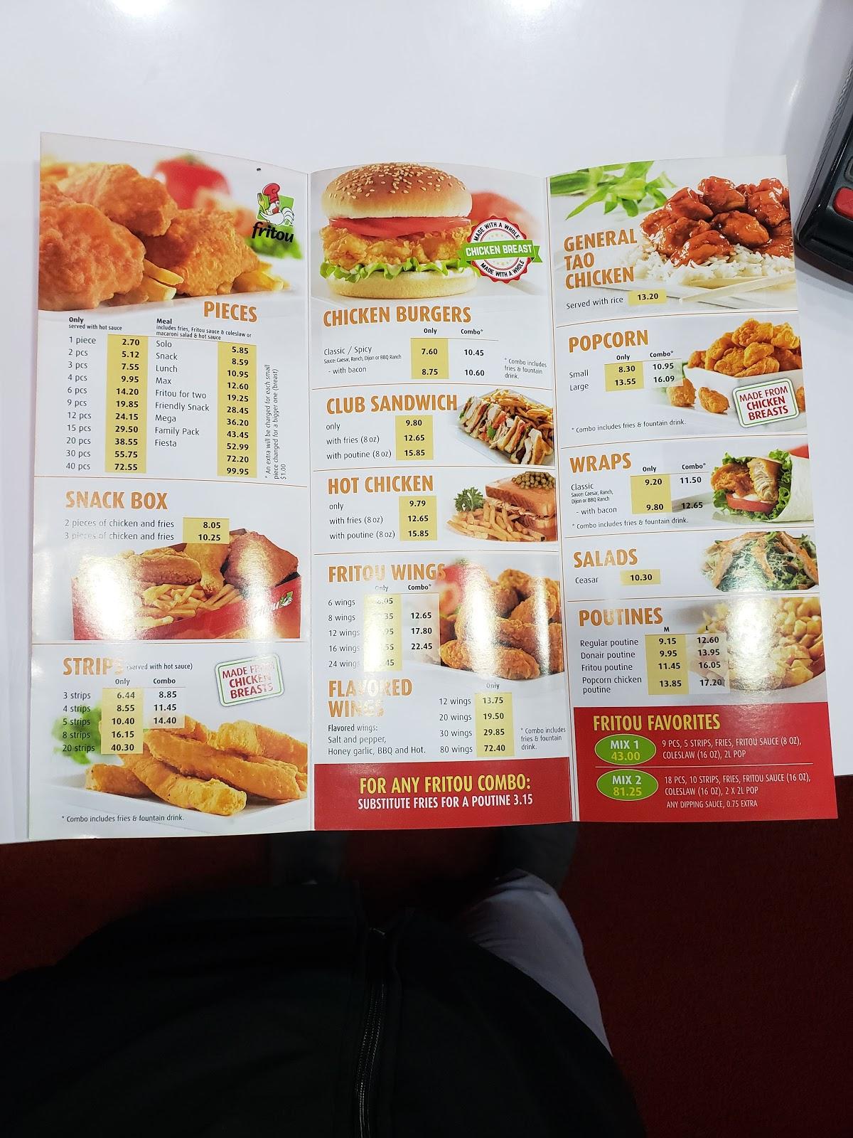 Menu at Fritou Chicken restaurant, Calgary, 436 14 St NW
