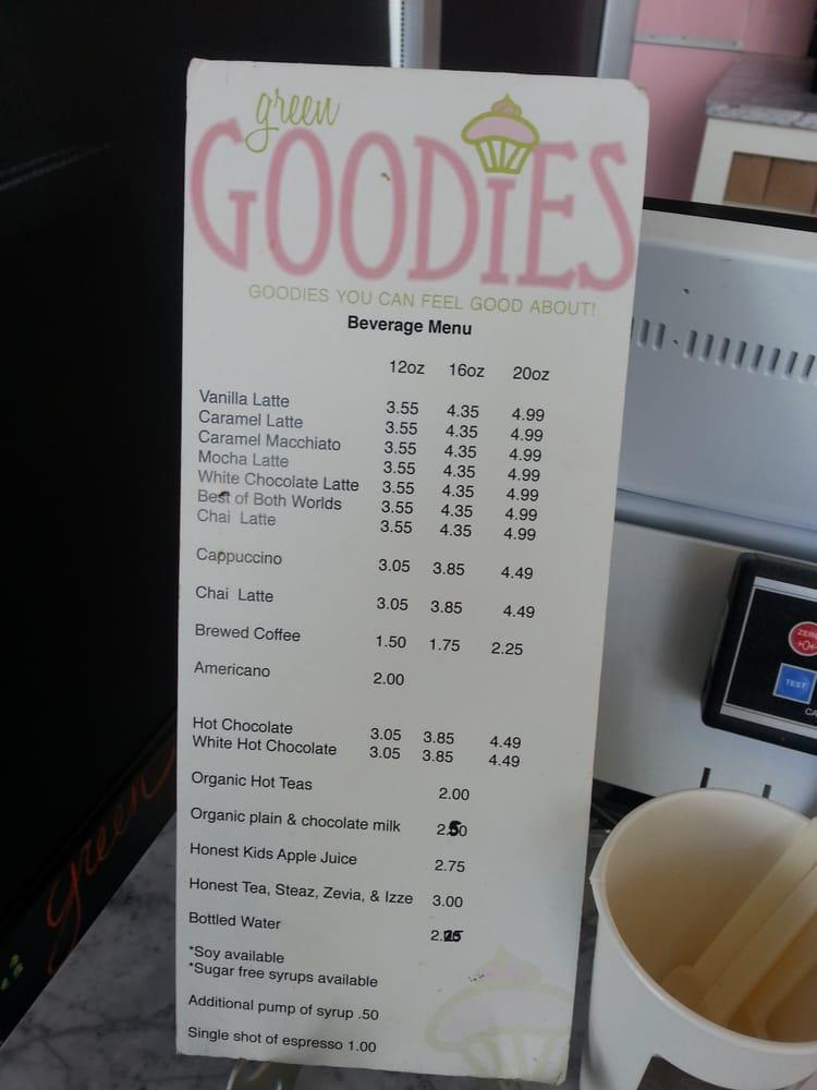 Menu at Green Goodies cafe, Oklahoma City