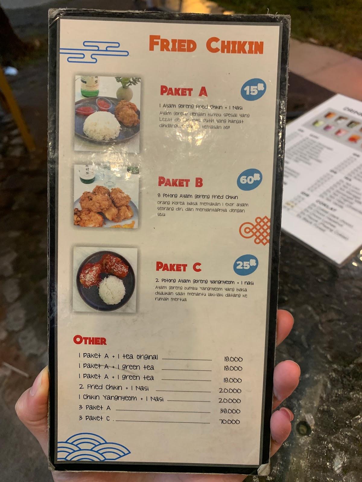 Menu at Han-ib Deo Korean Street Food restaurant, Surabaya