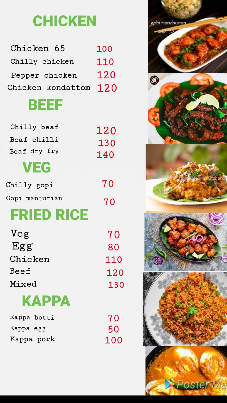Menu at KRISHNA FOOD COURT, Koratty