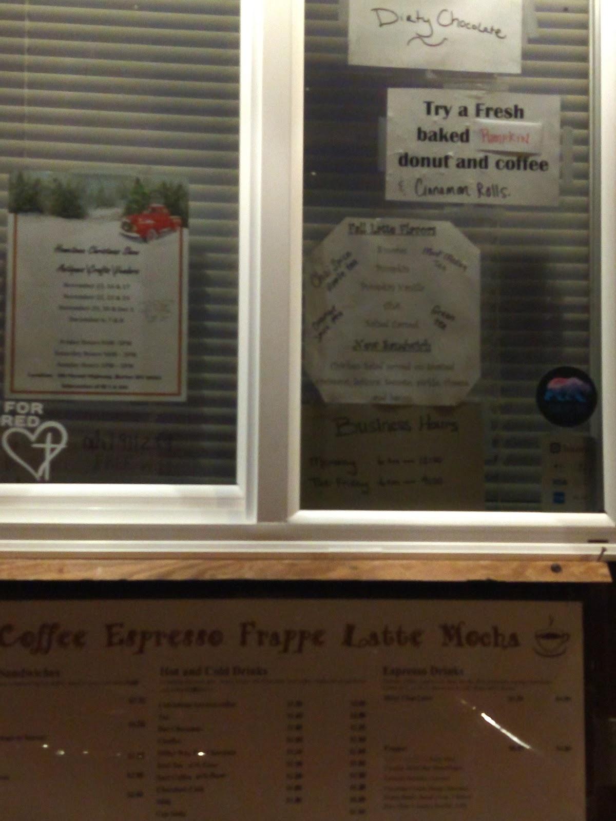 Menu at Lori's Cup of Joe, Hundred