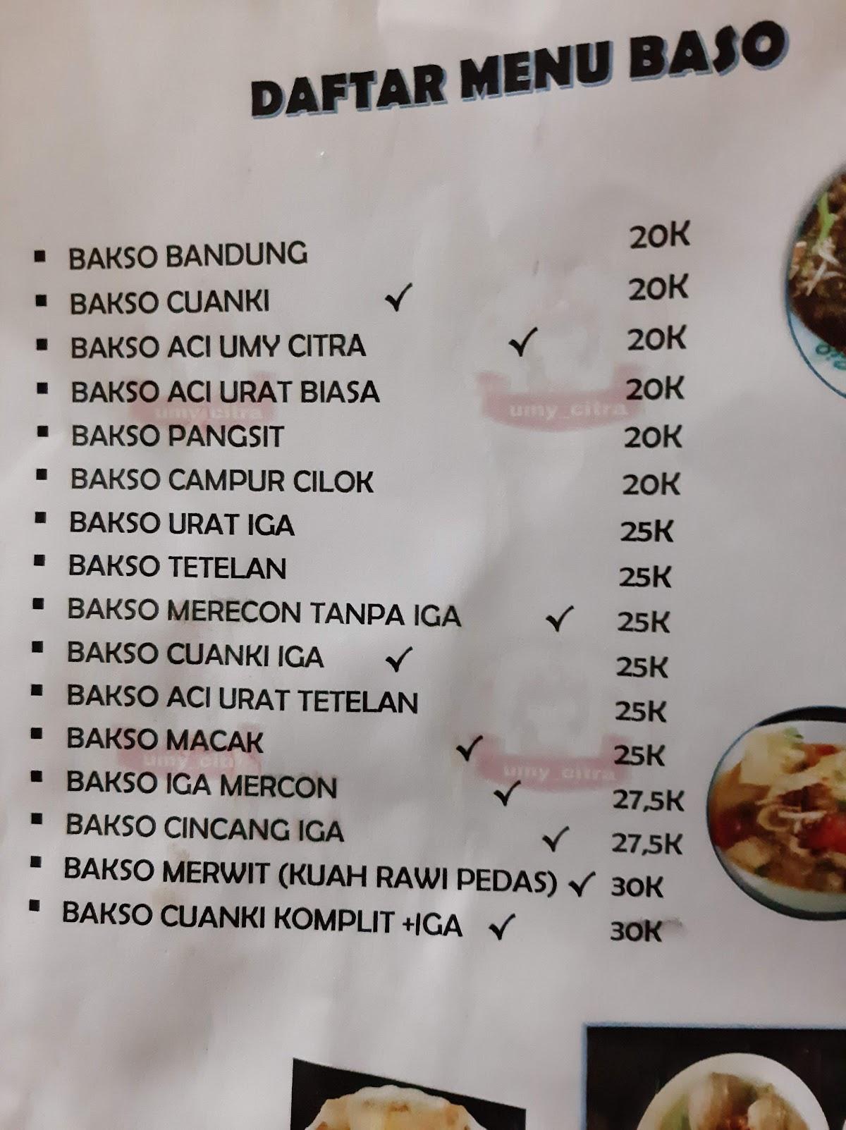 Menu at Makanan khas bandung umi citra restaurant, Banjarmasin