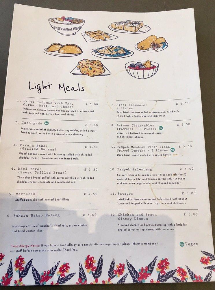 Menu at Ngopi Coffee UK cafe, Birmingham
