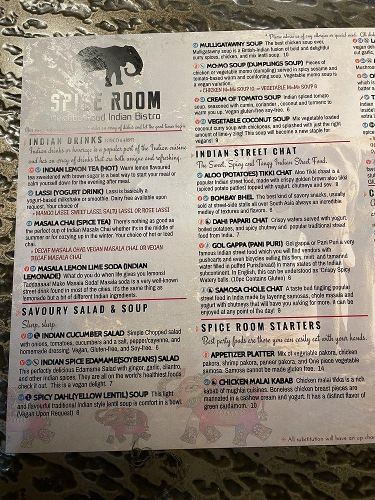 Menu at SPICE ROOM restaurant, Denver, 3100 E Colfax Ave