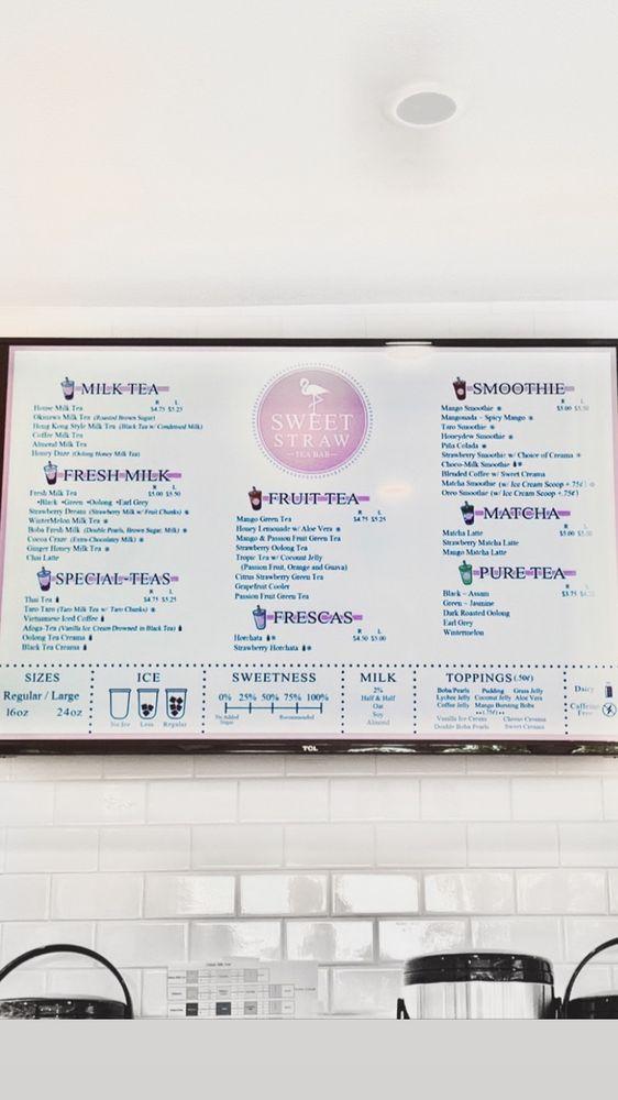 Menu at Sweet Straw, Napa