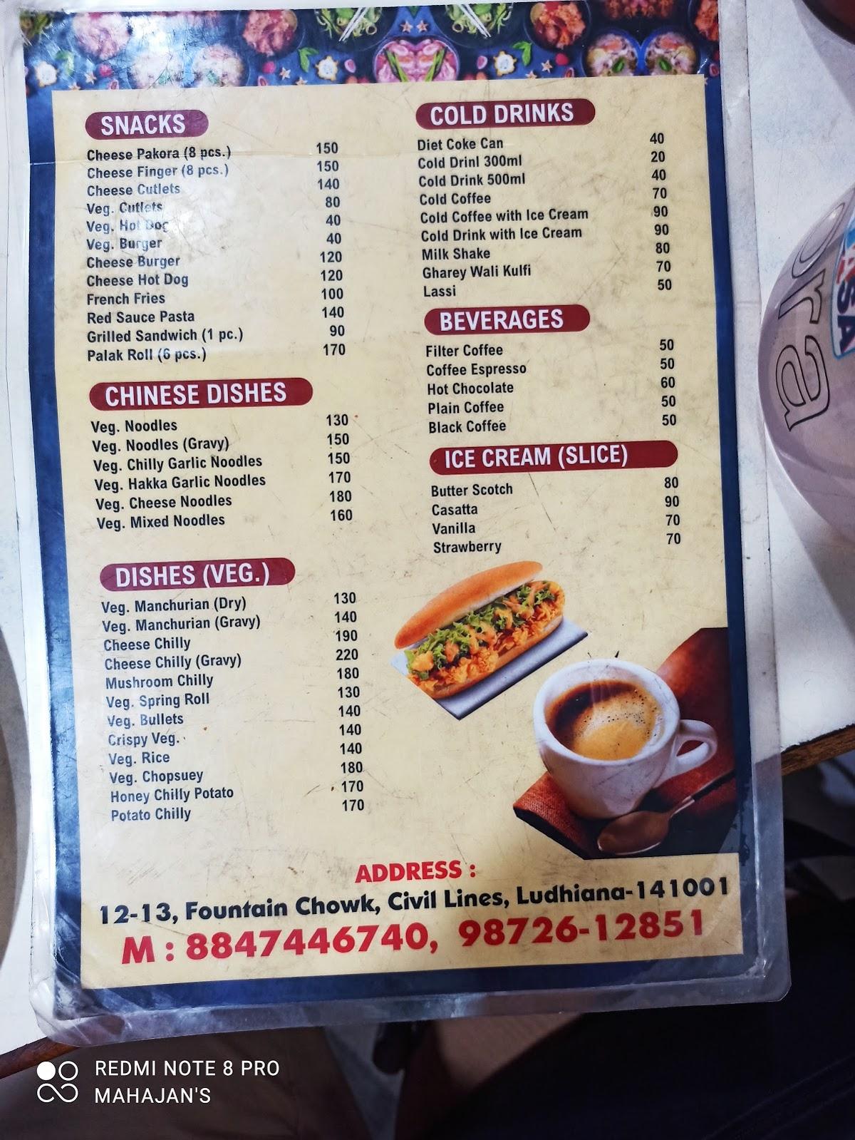 Menu at Sweety Coffee House, Ludhiana, 12-13