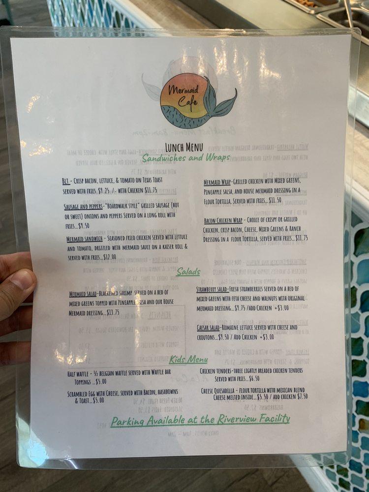 Menu at The Mermaid Cafe at Riverview, New Smyrna Beach