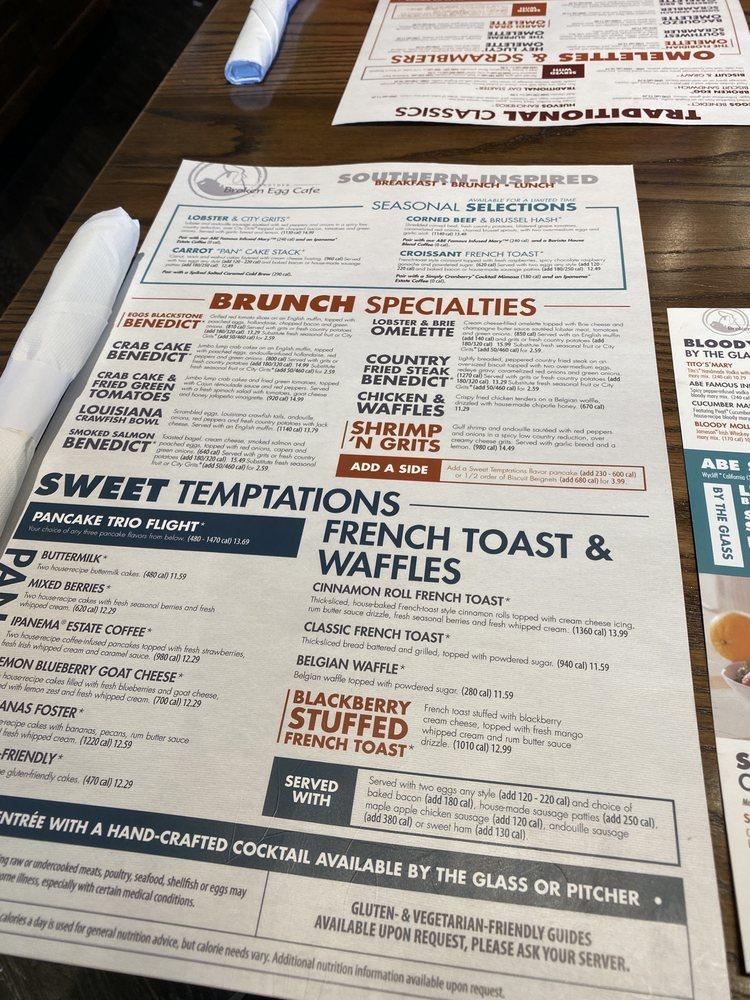 Menu at Another Broken Egg Cafe, Columbia
