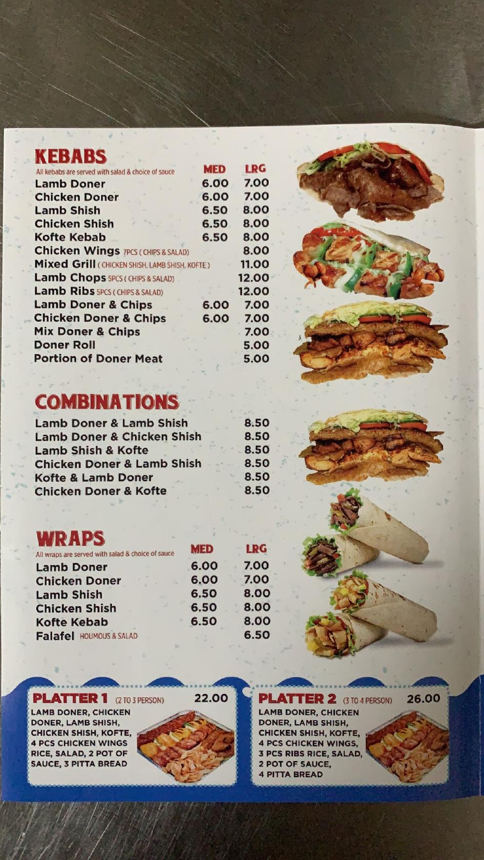 Menu at King Fisher cafe, Enfield, 409 Hertford Rd