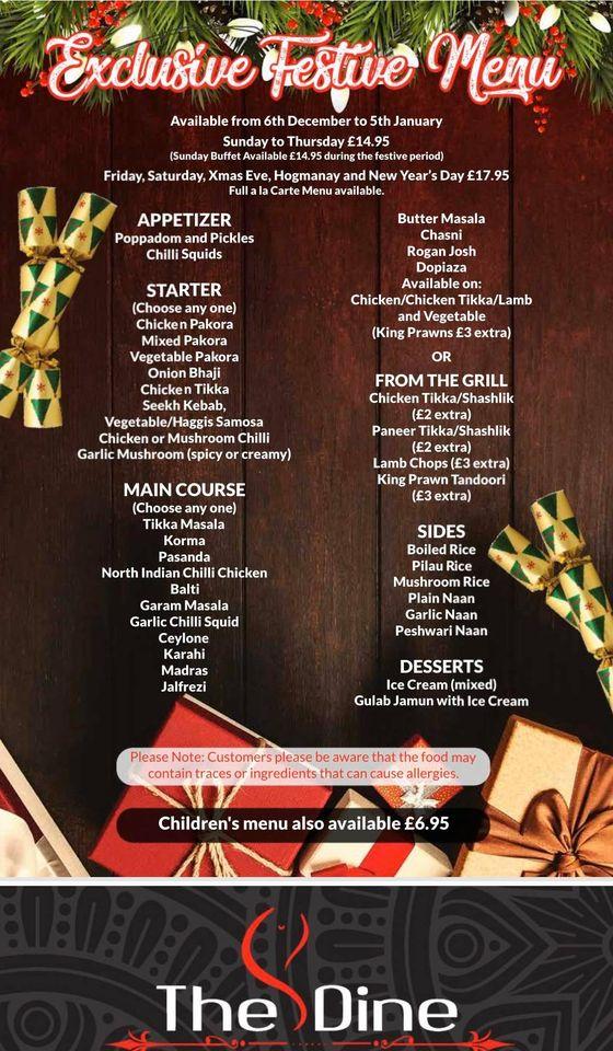 Menu at The Dine Indian Restaurant, Broxburn