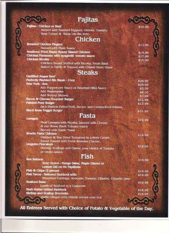 Menu at The Painted Pony Bar and Grill, Sackville