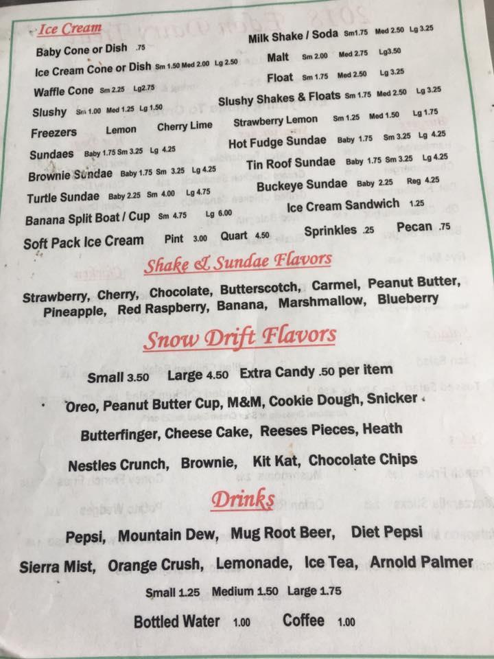 Menu at Edon Dairy Treat restaurant, Edon