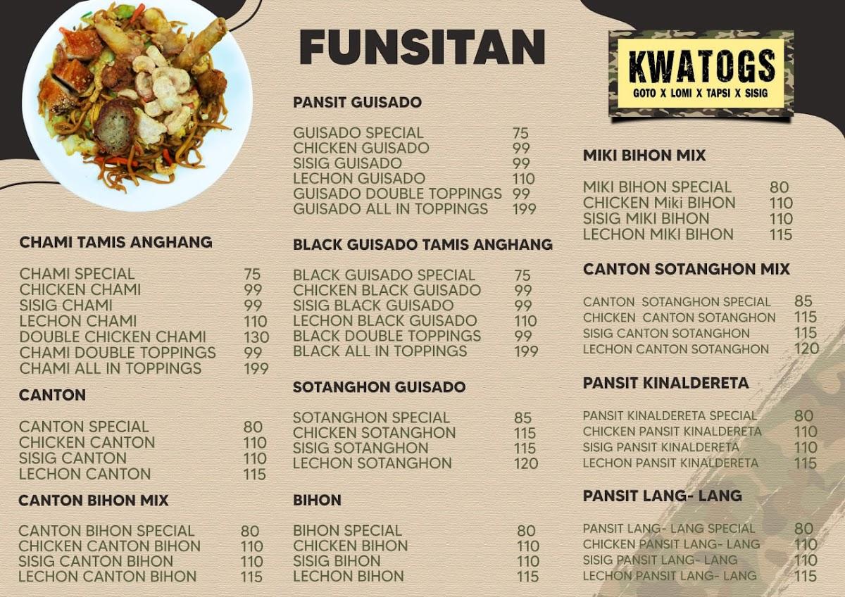 Carta del restaurante Kwatogs Lomi House Bridgepoint Sto. Tomas ...