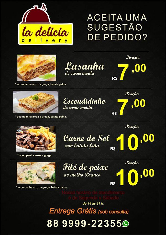 Menu at Lê Delícia restaurant, Sobral