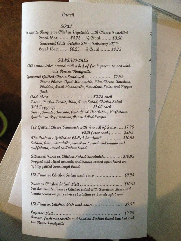 Menu at The Gingerbread House cafe, Muskego