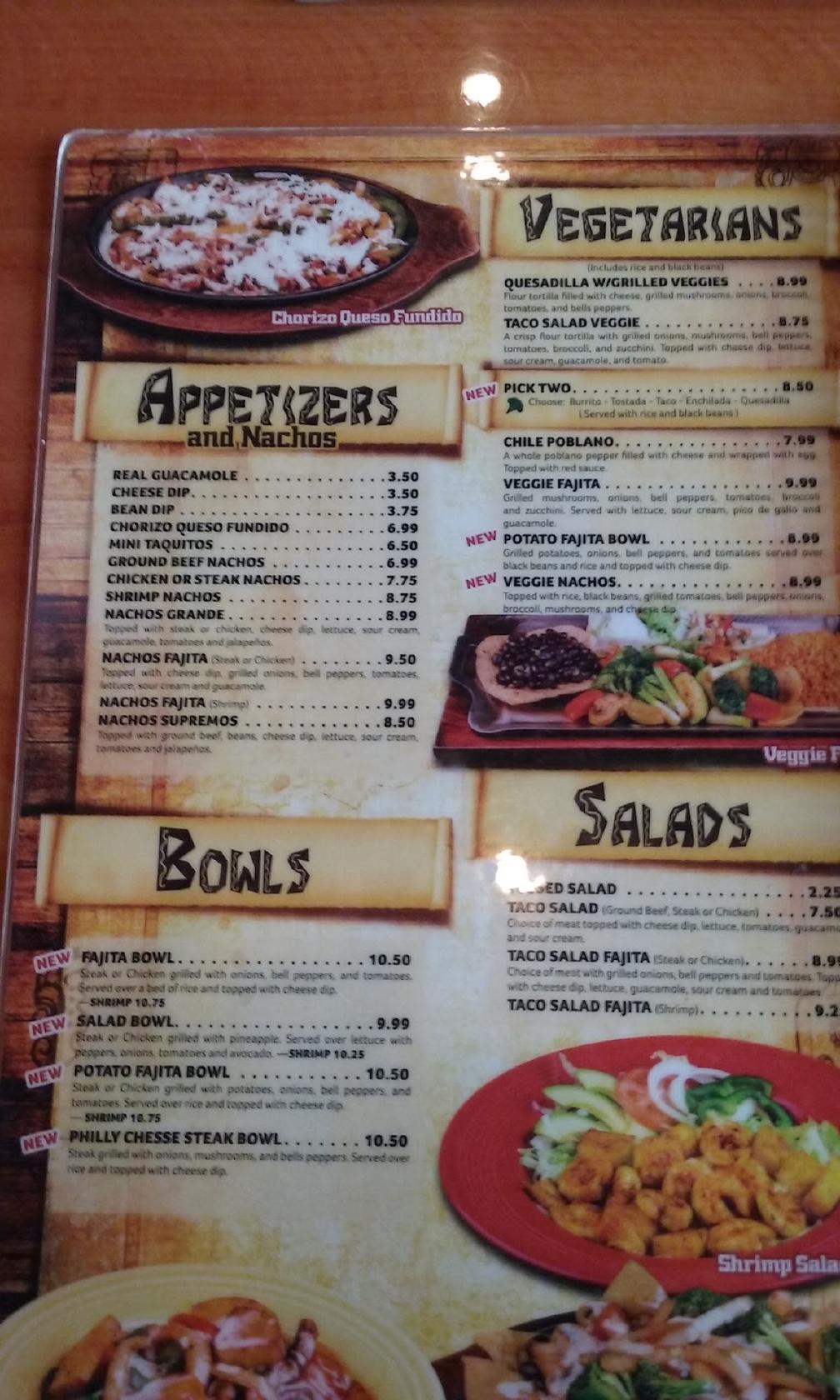 Menu at Don Sol Mexican Grill restaurant, Mattoon