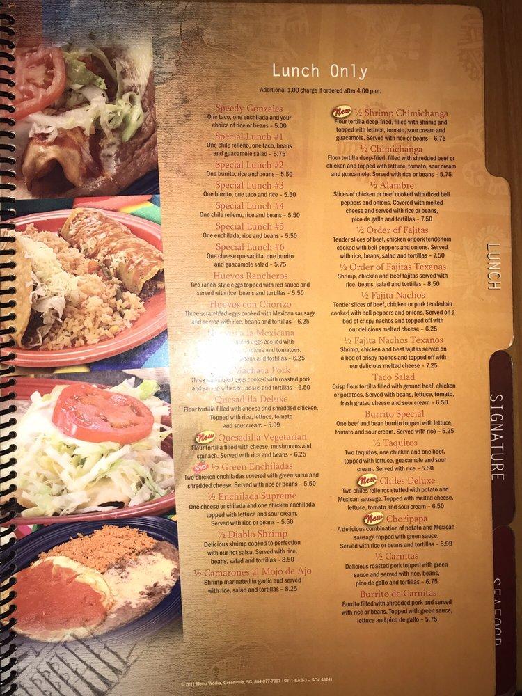 Menu at Panchito's Villa restaurant, Loris, Broad St