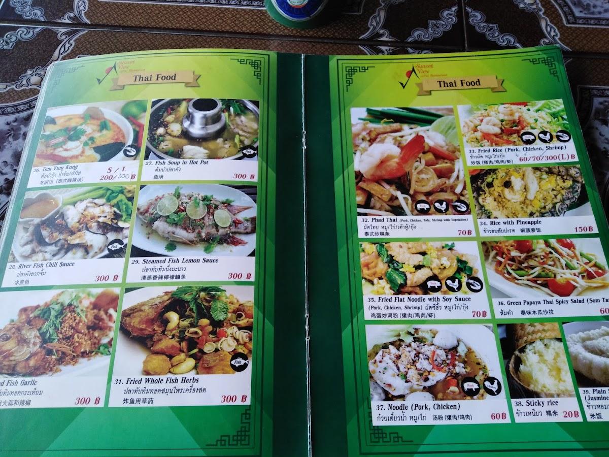 Menu at Sunset View Pai restaurant, Pai