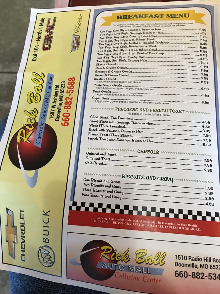 Menu at The 87 Diner restaurant, Boonville