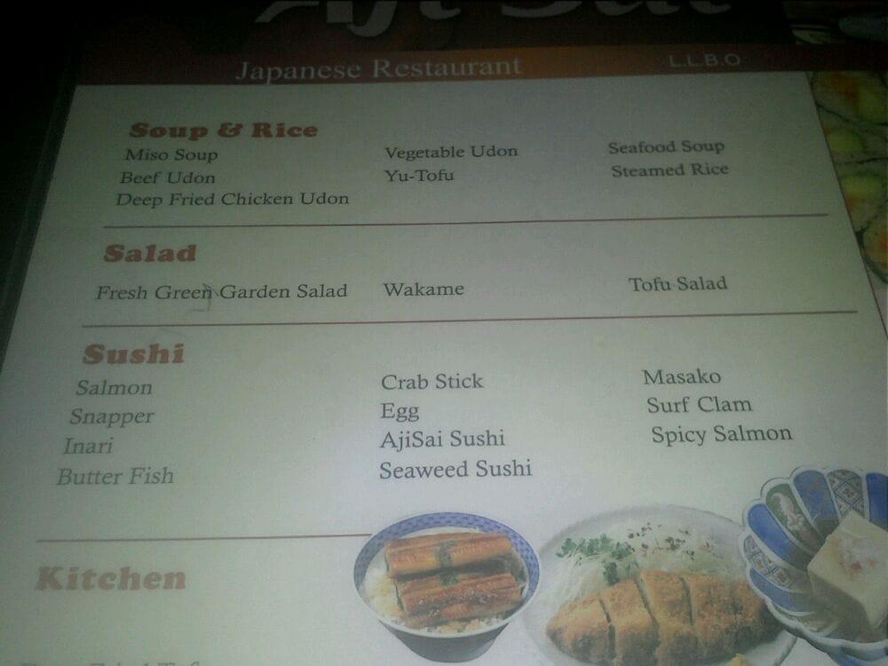 Menu at Aji Sai restaurant, Belleville