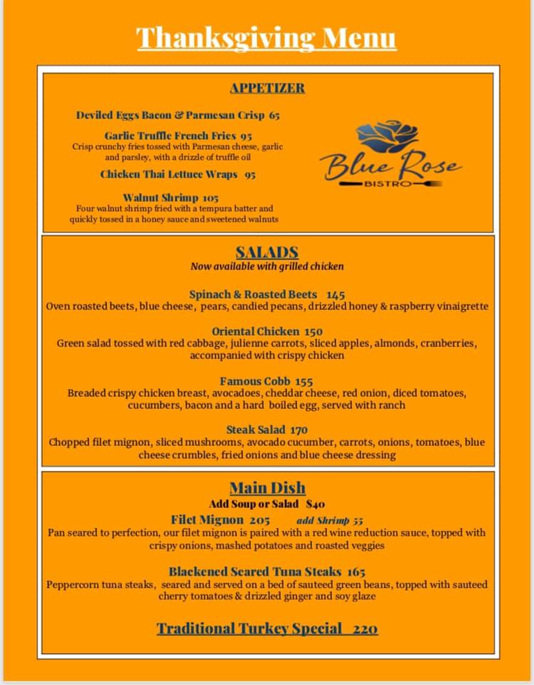 Menu at Blue Rose Bistro steakhouse, Ajijic, Carr Jocotepec-chapala 224