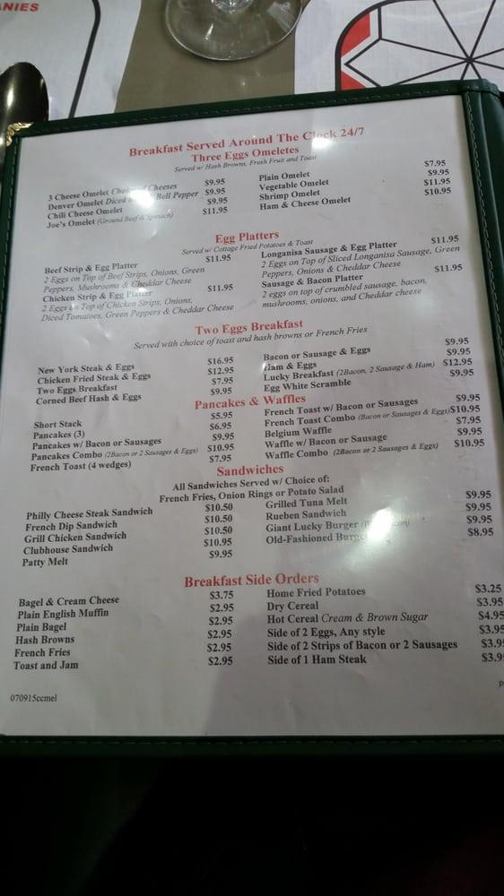 Menu at Lucky Chances Casino restaurant, Colma