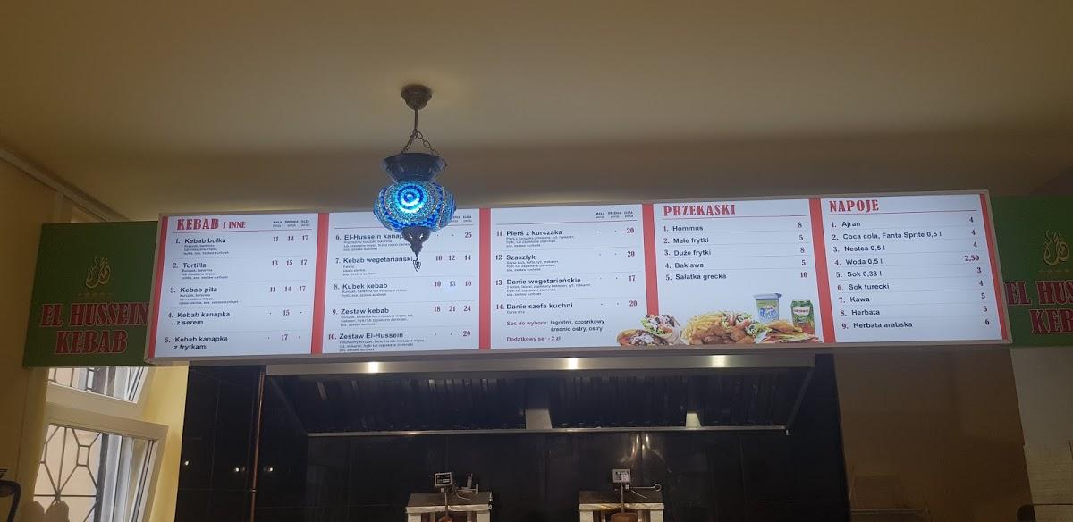 Menu at El Hussein Kebab restaurant, Kamienna Góra